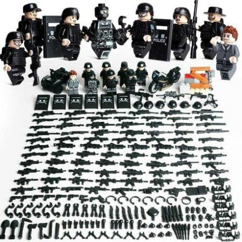 SWAT Soldiers 8 Minifigures Pack with Bike Quad & Weapons - BrickArmyToys