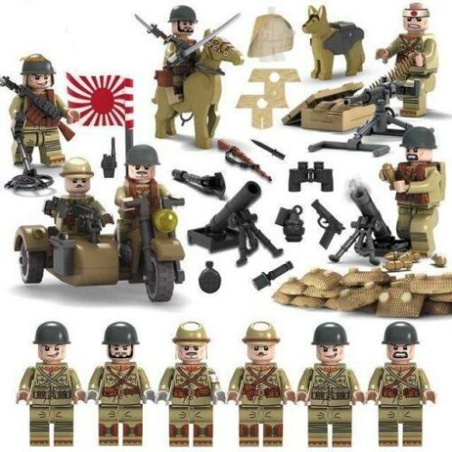 WW2 Japanese Soldiers 6 Minifigures Playset Pack with Sidecar, Weapons ...