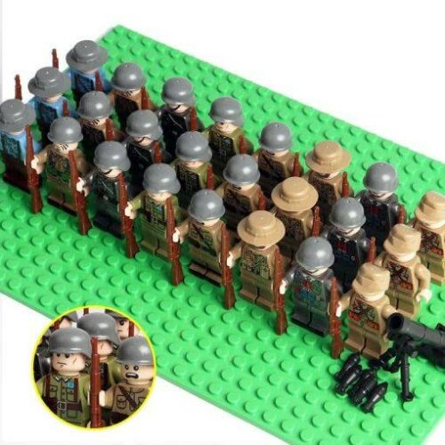 WW2 Soldiers 24 Minifigures Pack with Weapons - All Fighting Countries ...