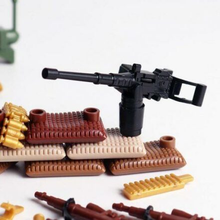 WW2 US Soldiers 6 Minifigures Pack with Cannons & Weapons - BrickArmyToys