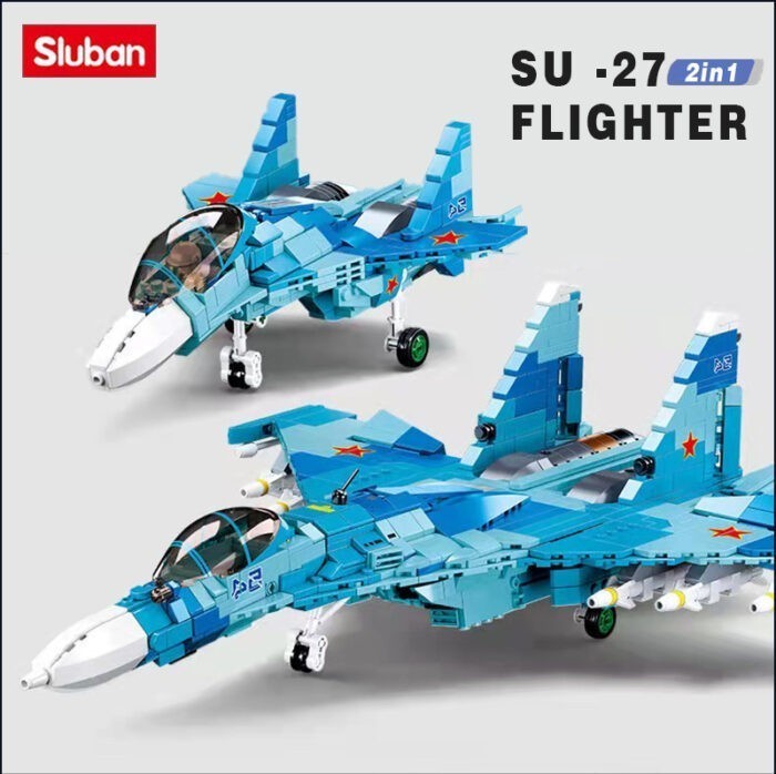 Russian Sukhoi Su-27 Fighter Aircraft 2in1 - 893 Pieces - BrickArmyToys