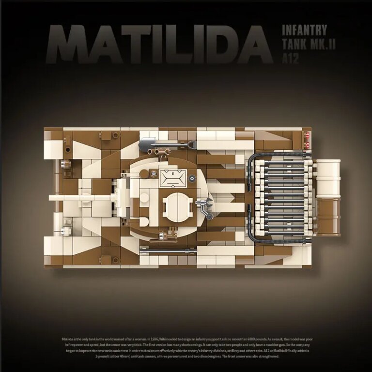 WW2 UK Matilda II Tank - 1211 Pieces - BrickArmyToys