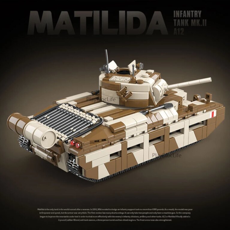 WW2 UK Matilda II Tank - 1211 Pieces - BrickArmyToys